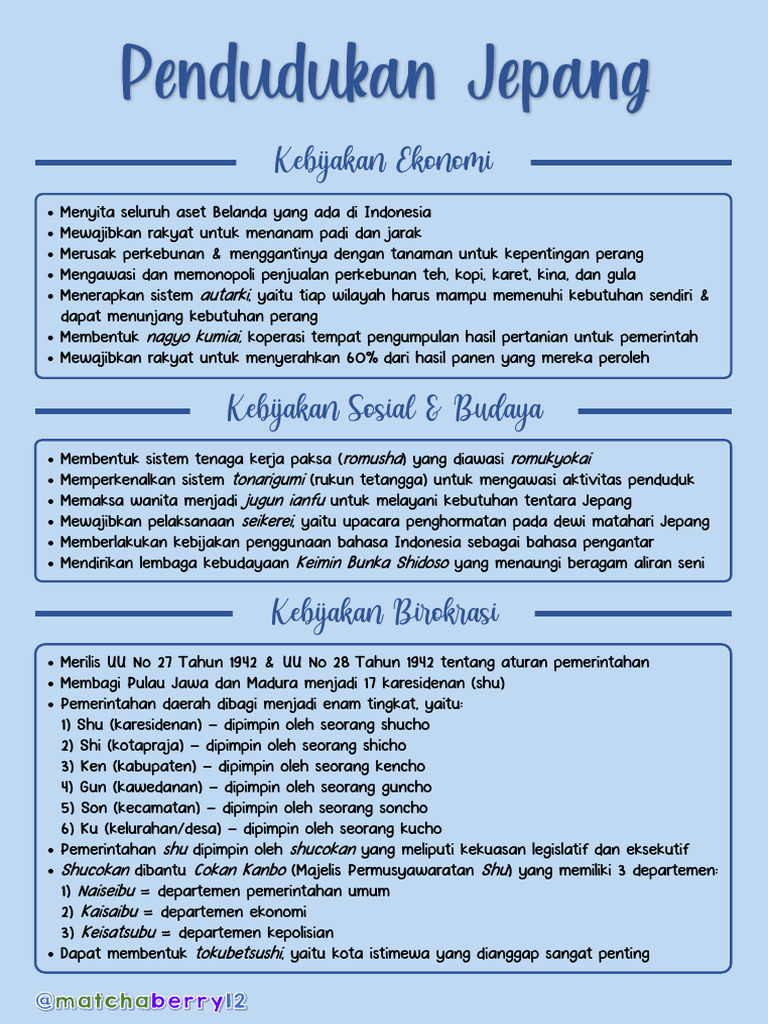 Pendudukan Jepang Di Indonesia Pt 2 | PDF