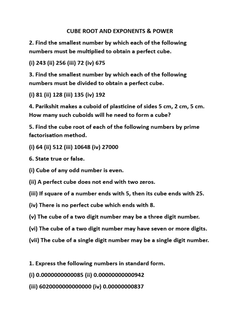 Cube Root and Exponents | PDF