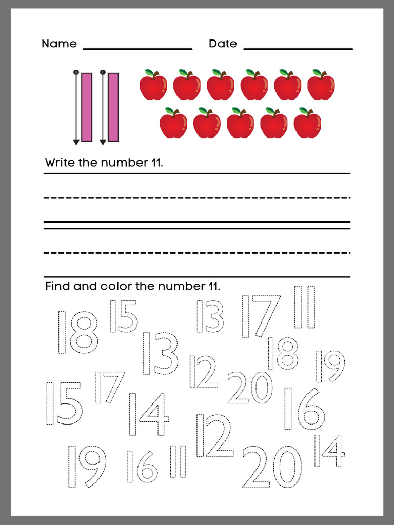 Handwriting Practice Numbers 11-20 Math Worksheet For Kids | PDF