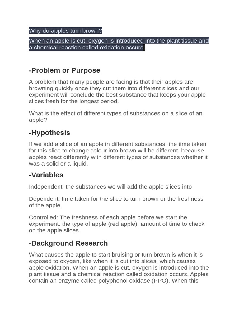 Why Do Apples Turn Brown | PDF