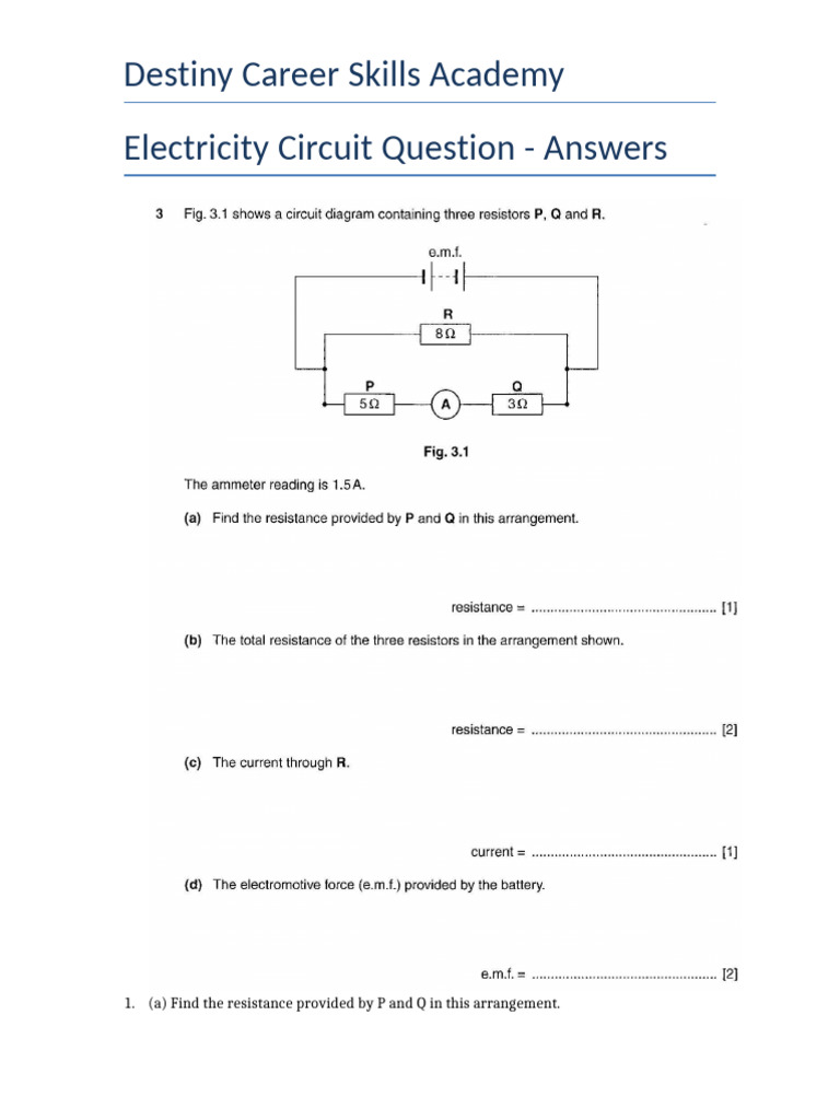 Electricity Circuit Questions and Answers | PDF