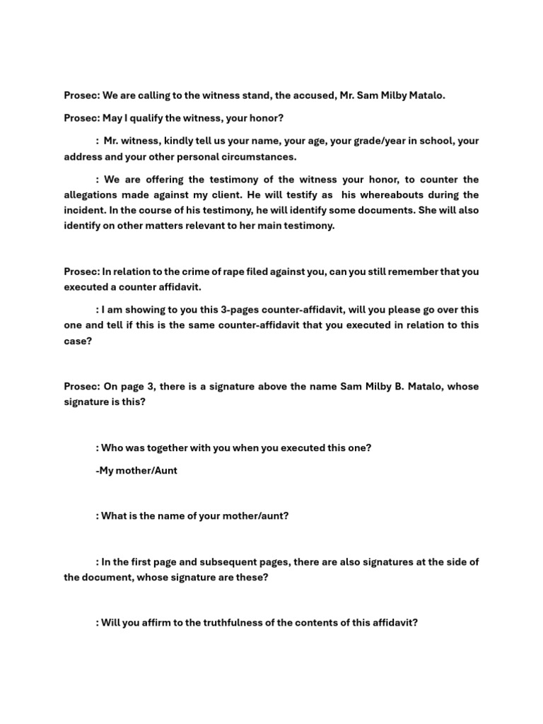 Witness Testimony in Rape Case | PDF | Witness | Testimony