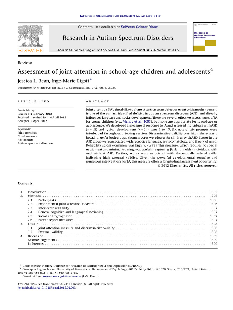 Bean 2012 | PDF | Autism | Asperger Syndrome