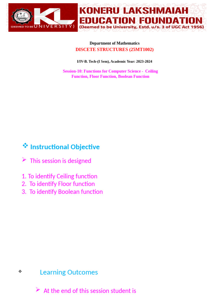 SESSION-11 Ceiling Functions | PDF | Boolean Algebra | Teaching Mathematics
