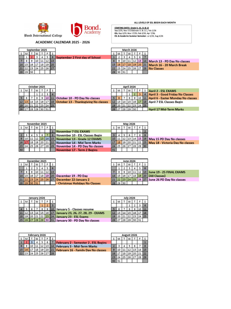 BIC2025-2026 Secondary Calendar | PDF | Academic Term | Observances