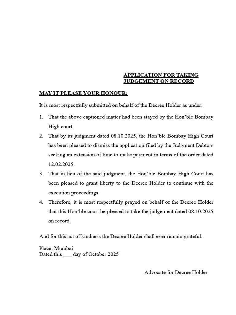 Court Application for Judgment Record | PDF