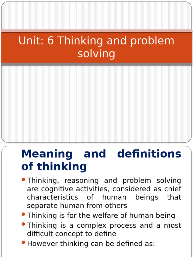 Understanding Thinking and Problem Solving | PDF | Thought | Concept