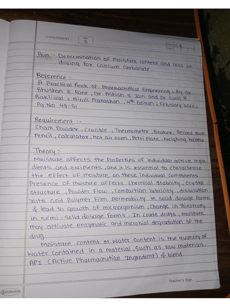 Calcium Carbonate Ex. No 3 PE Journal | PDF
