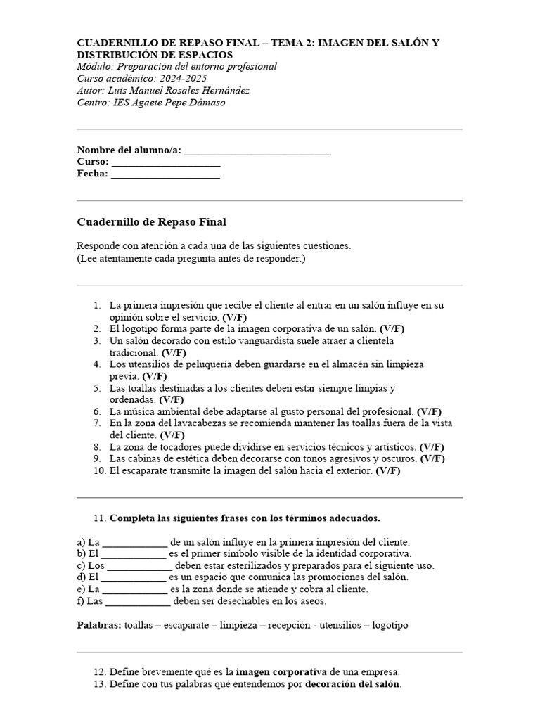 Cuadernillo de Repaso Final | PDF