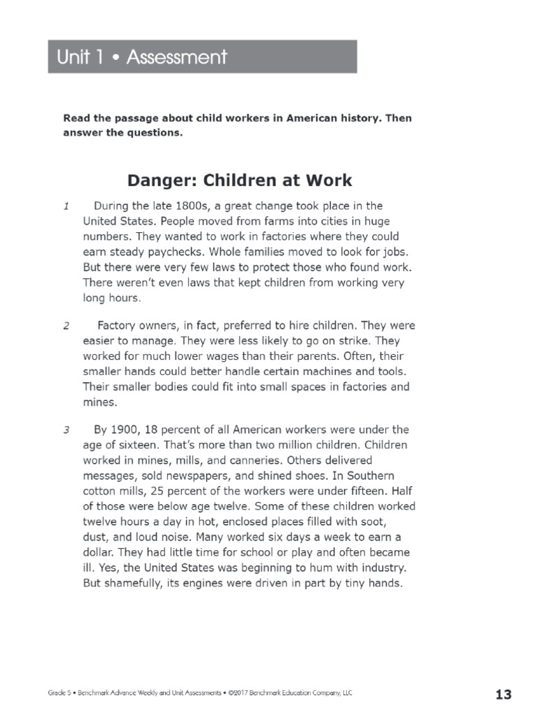 BA Grade 5 Unit 1 Unit Assessment | PDF