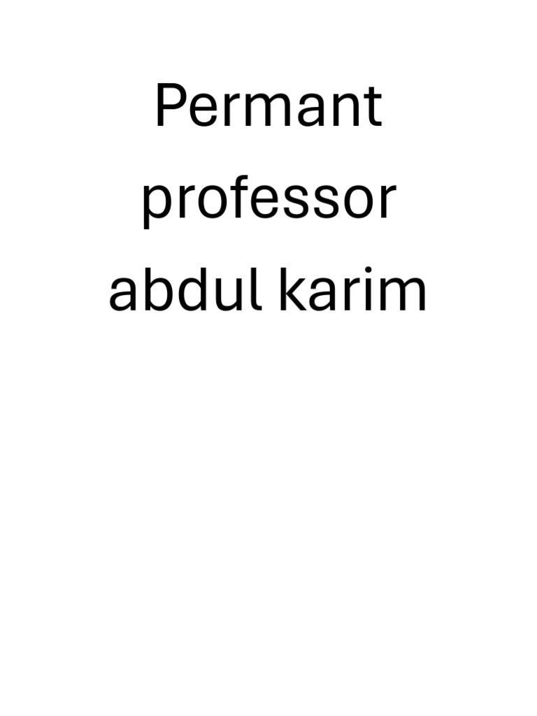 Permant Professor Abdul Karim | PDF