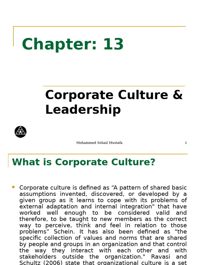 Corporate Culture & Leadership | PDF | Organizational Culture | Value ...