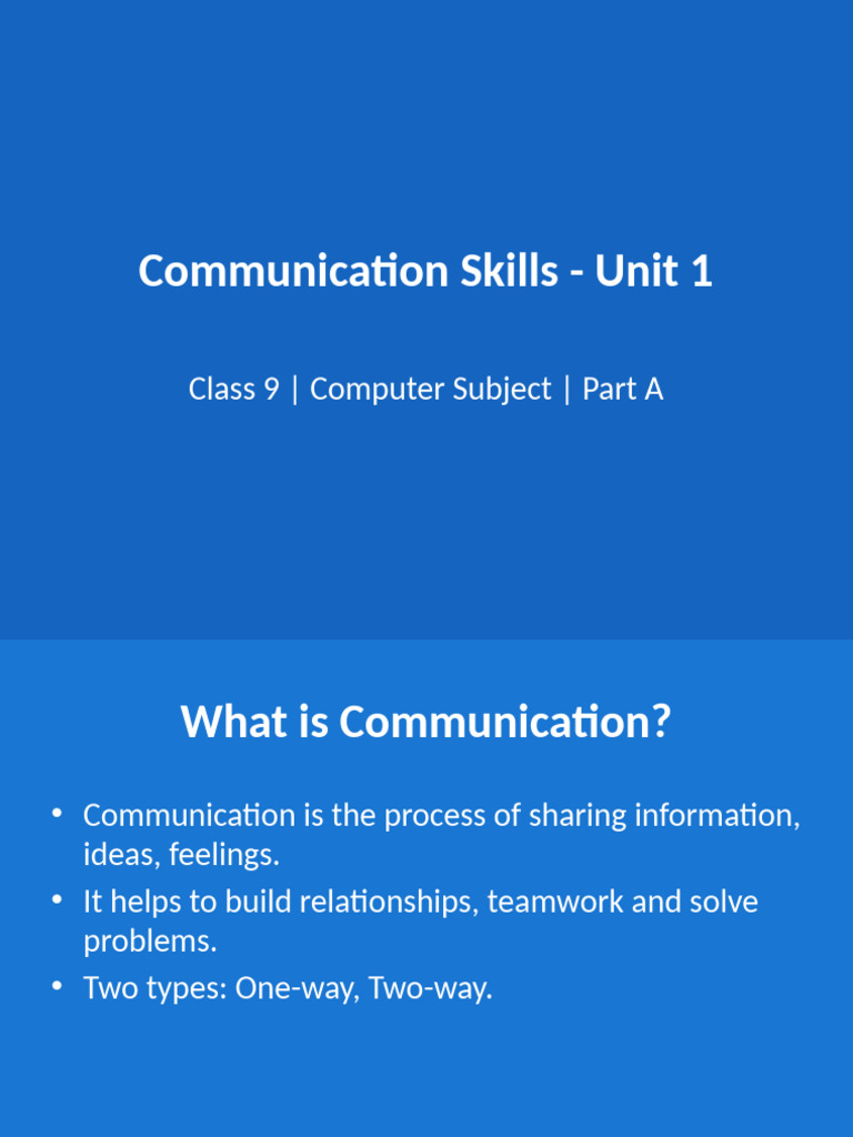 Communication Skills Unit1 Colorful 20slides | PDF | Communication ...