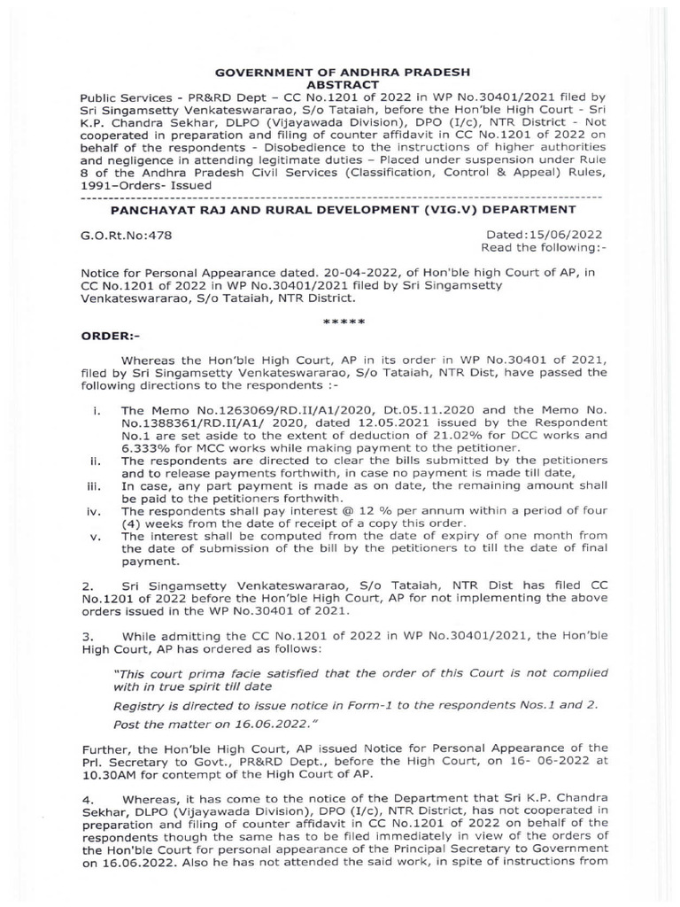 Gort No 478 Suspension Order | PDF