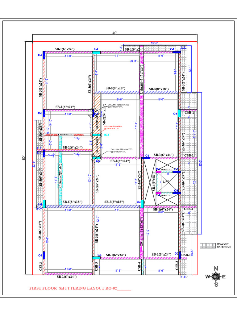 M. Ramana FF Roof Shuttering (Second-Roof) RO-02 DWG | PDF