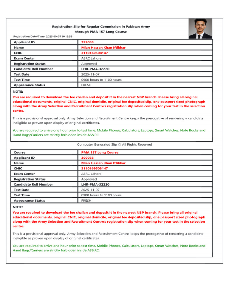 Registration Slip | PDF