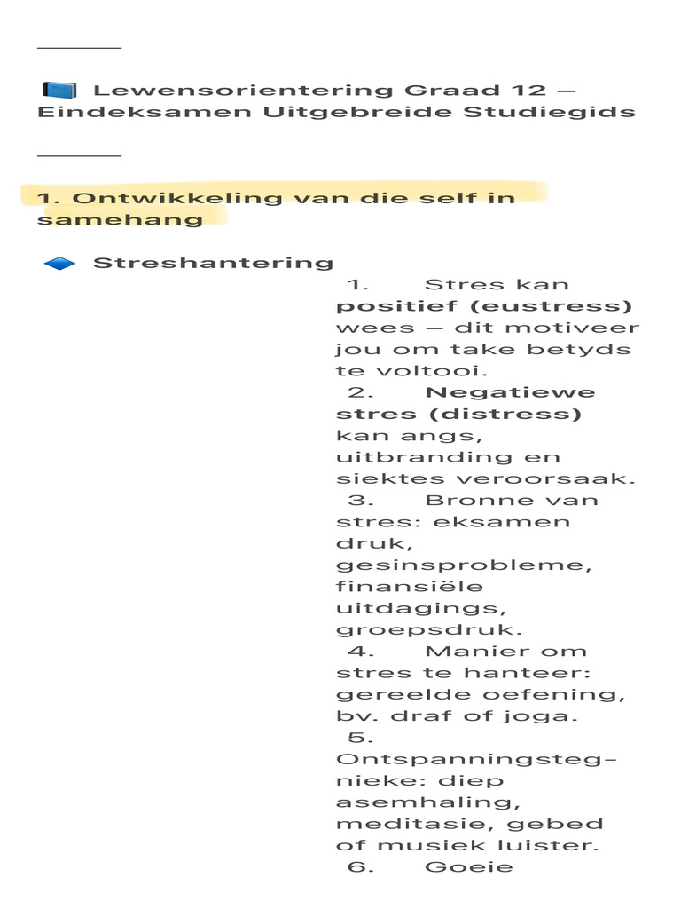 Lewensorientering Graad 12 - Eindeksamen Uitgebreide Studiegids | PDF