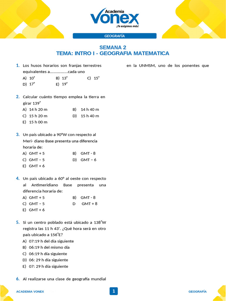 02 Geografía Matemática - Práctica | PDF | Geografía | Cartografía