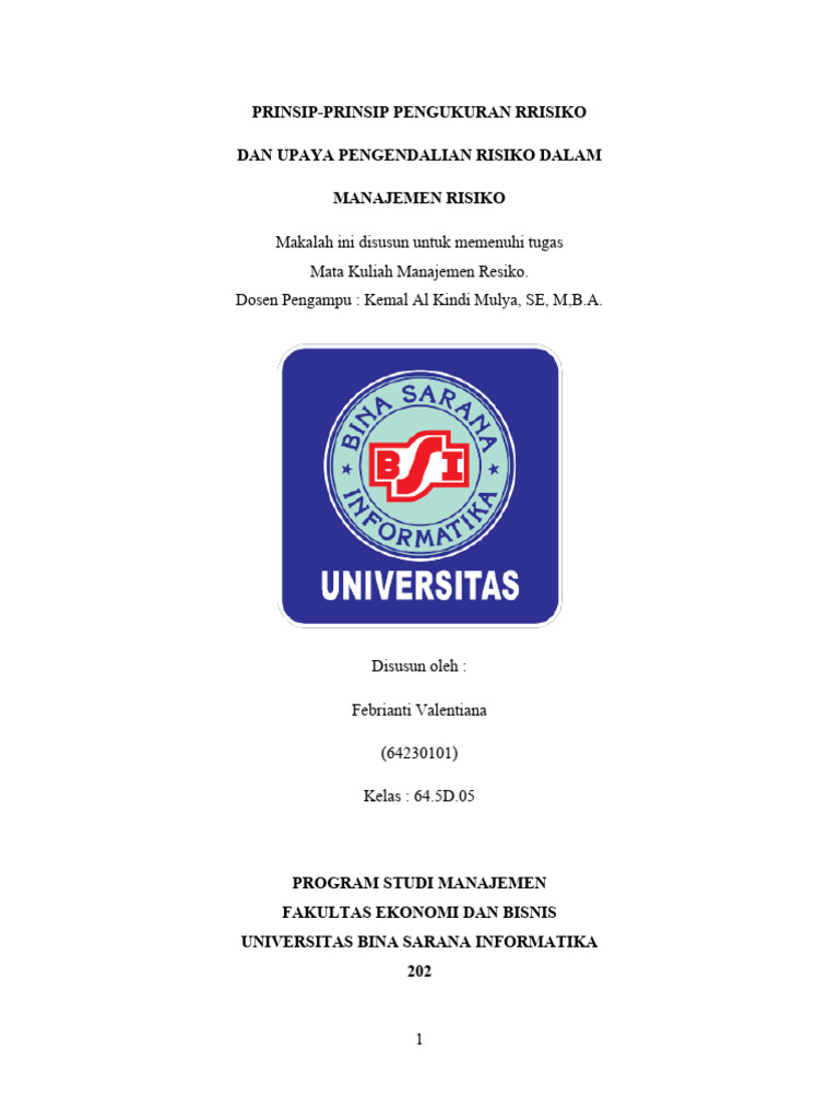 Febrianti Valentiana-Makalah Manajemen Resiko | PDF
