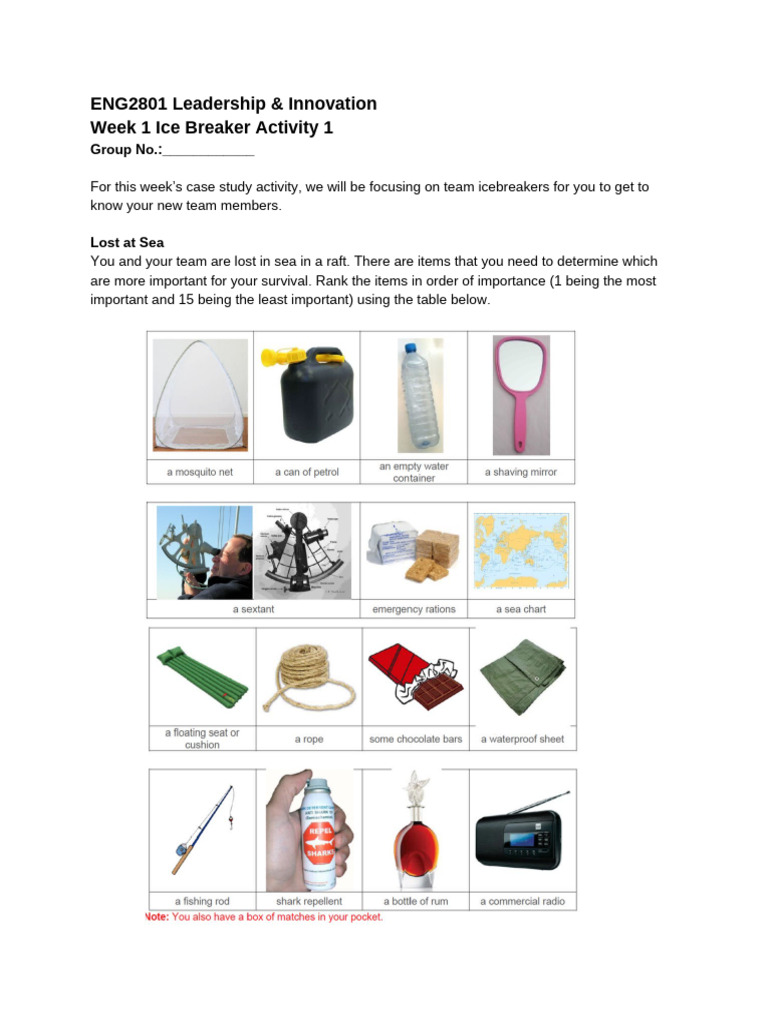 Icebreaker Activity: Lost at Sea Ranking | PDF