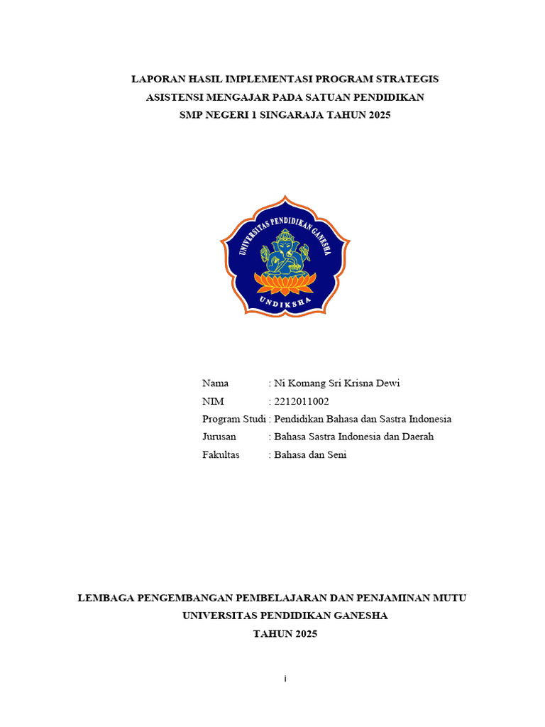 Laporan Implementasi Program Strategis - Krisna - Spensa | PDF