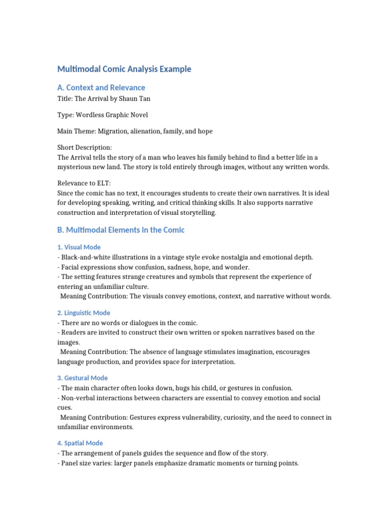 Multimodal Comic Analysis The Arrival | PDF | Narrative | Comics