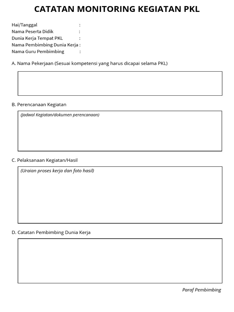 Form Evaluasi Monitoring PKL | PDF