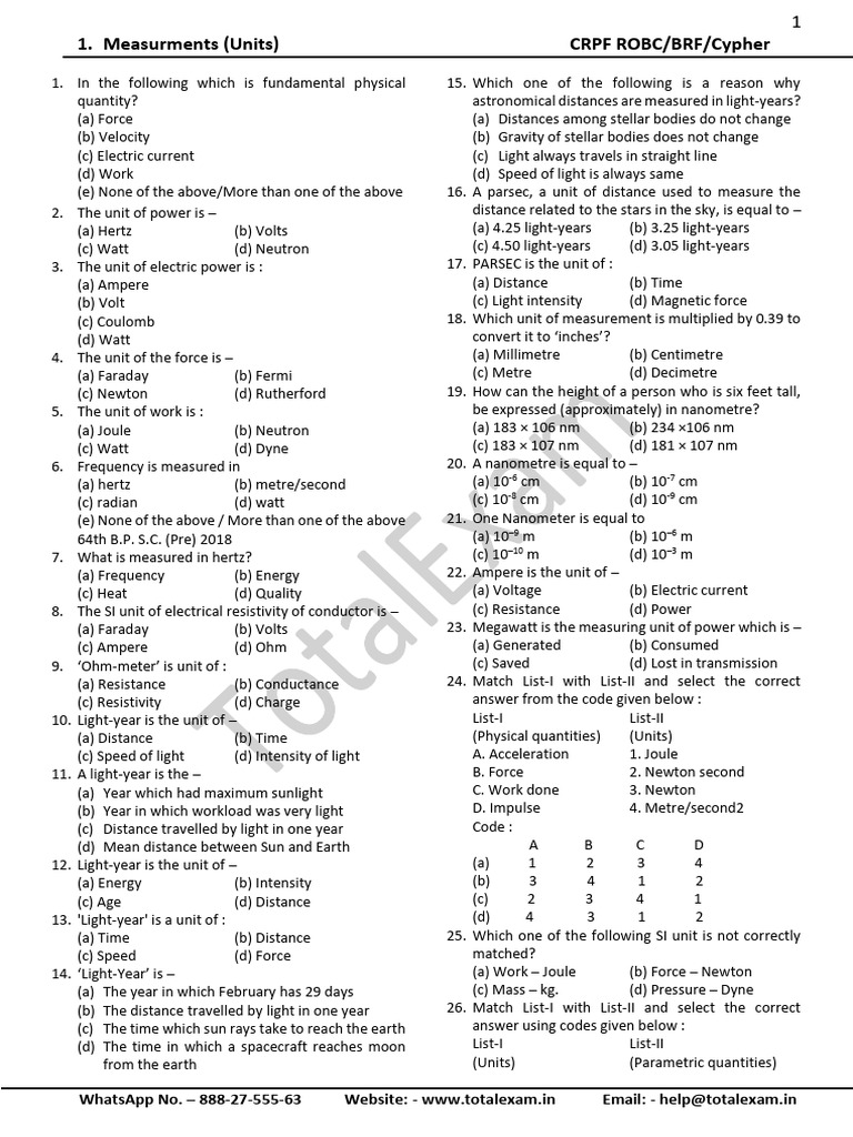 Measurment Unit Practice | PDF | Watt | International System Of Units