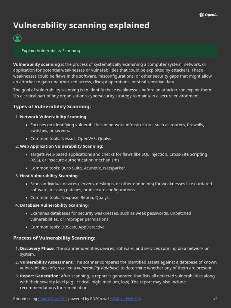Understanding Vulnerability Scanning | PDF | Security | Computer Security