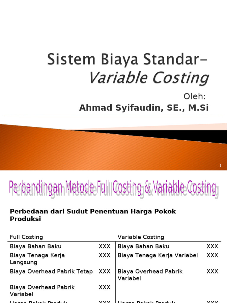 Perbandingan Full Costing dan Variable Costing | PDF