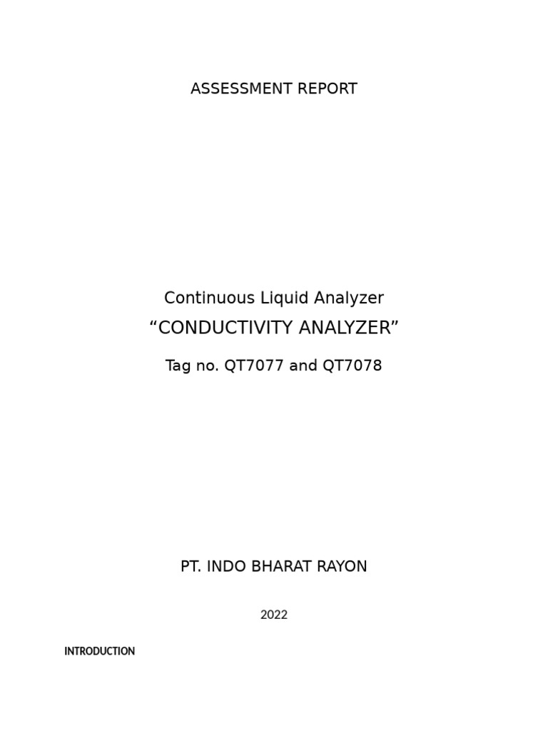 Assessment Conductivity Analyzer | PDF | Calibration | Ph