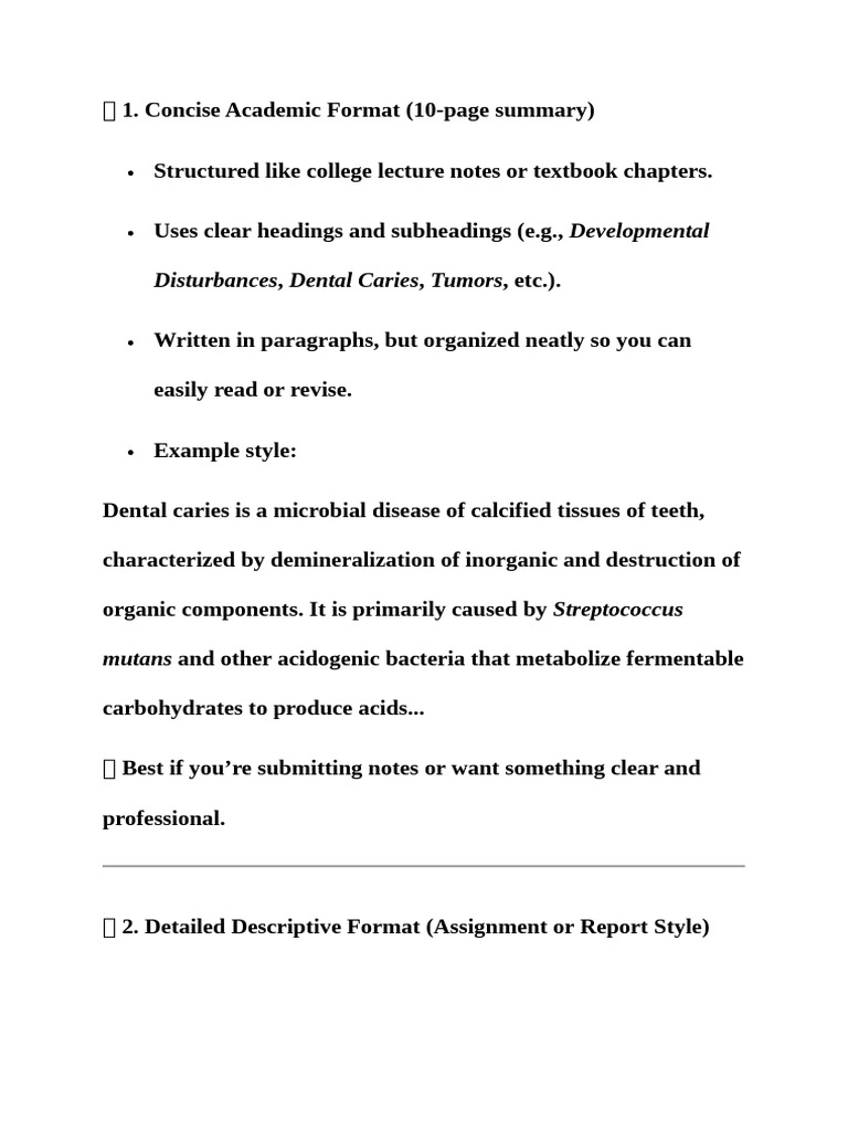 Concise Academic Format | PDF | Human Tooth | Tooth Enamel