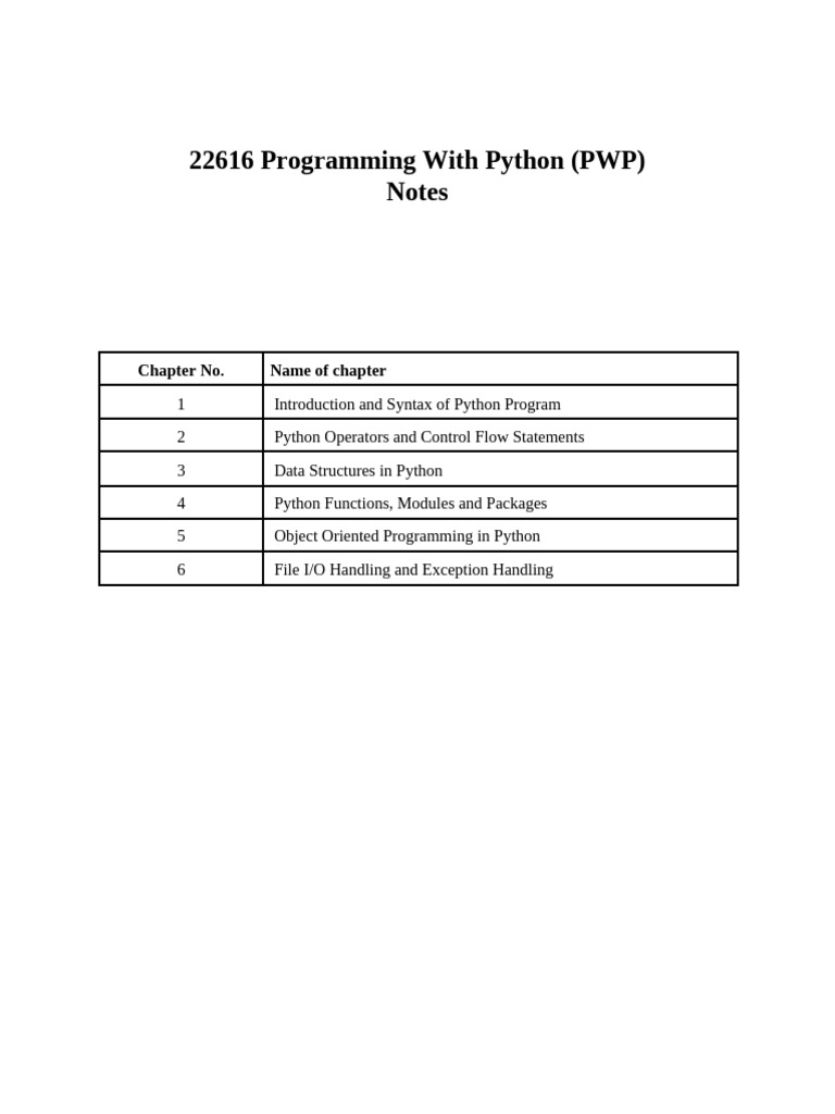PWP Notes (Chapter Wise) | PDF | Control Flow | Parameter (Computer ...