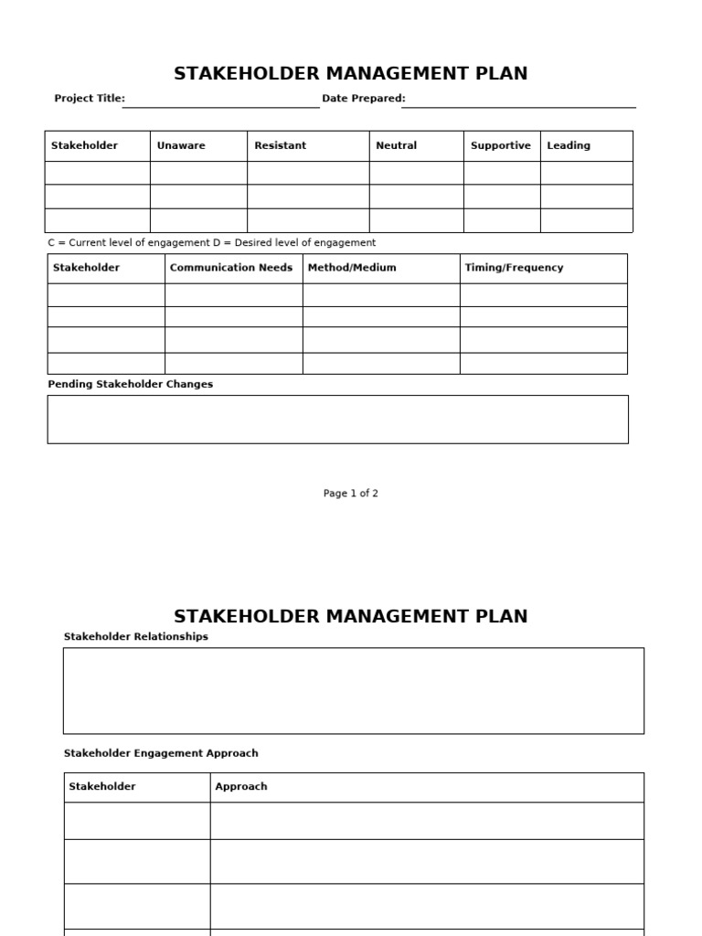 Stakeholder Management Plan Overview | PDF