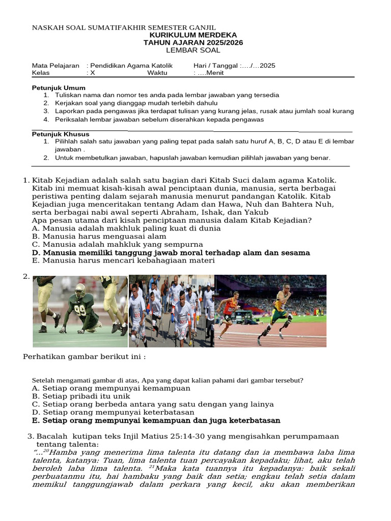 PAKat&BP_Kelas X_Kumer_Soal | PDF