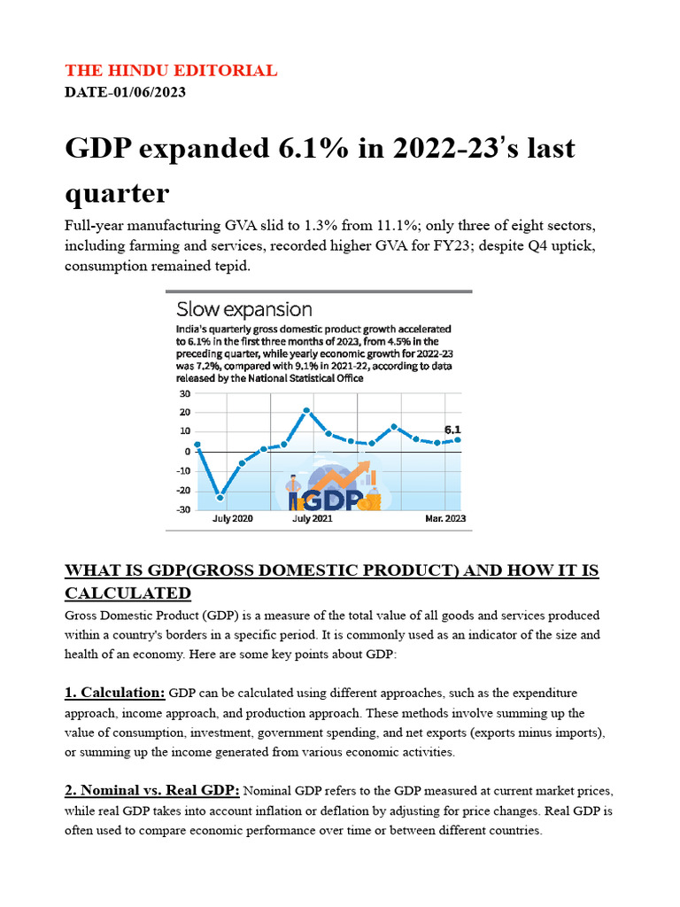 Gdp the Hindu 01_06 Final | PDF | Gross Domestic Product | Economies