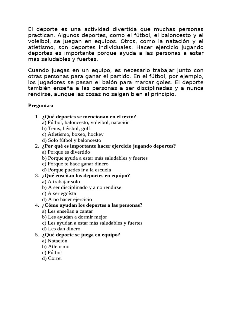 Spanish Comprehension | PDF | Deportes | Entretenimiento