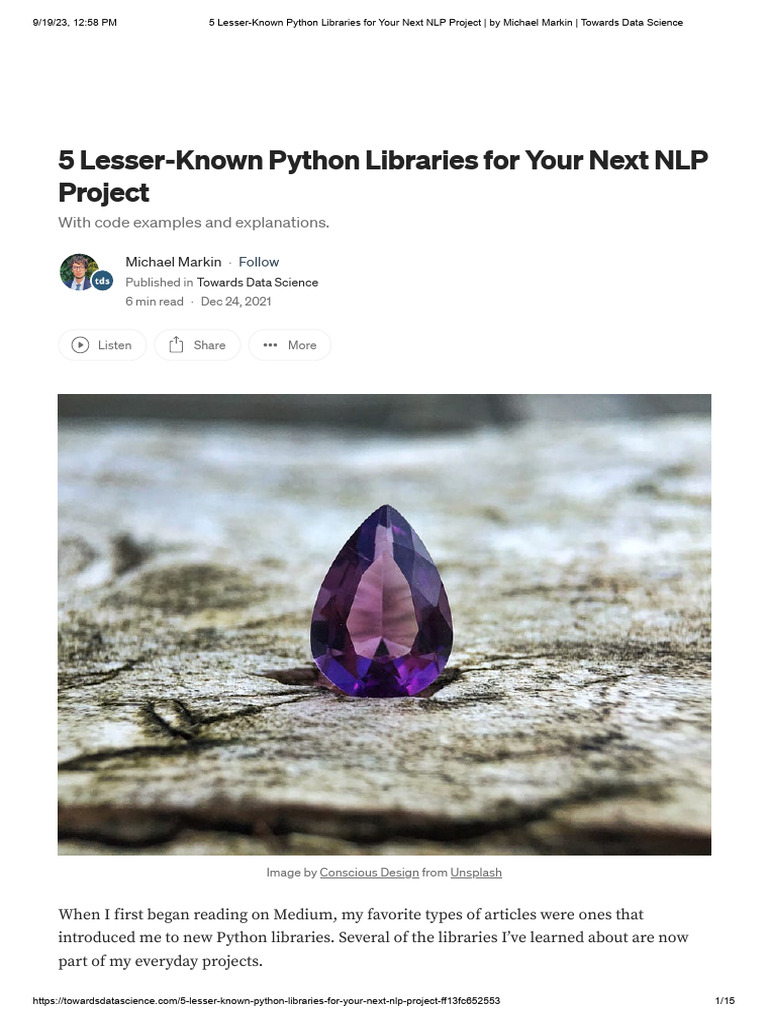 5 Lesser-Known Python Libraries For Your Next NLP Project - by Michael Markin - Towards Data ...