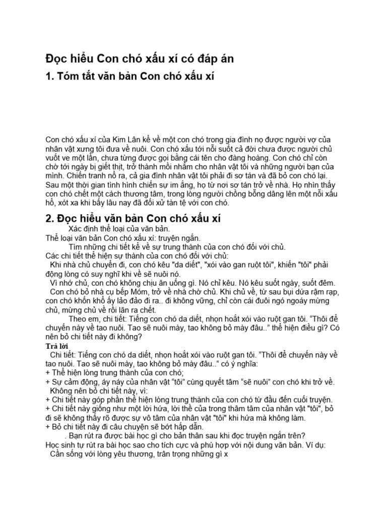 Hieu Con Cho Xau Xi Co Dap An 148840 | PDF