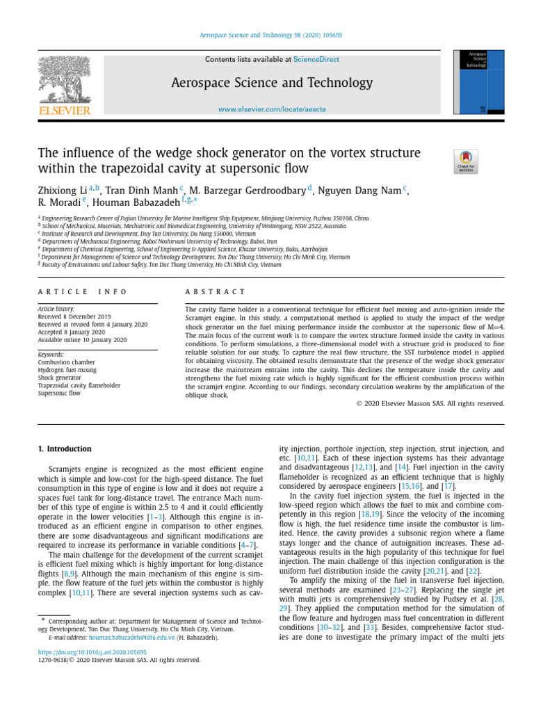 Wedge Shock Generator Effects on Supersonic Fuel Mixing | PDF ...