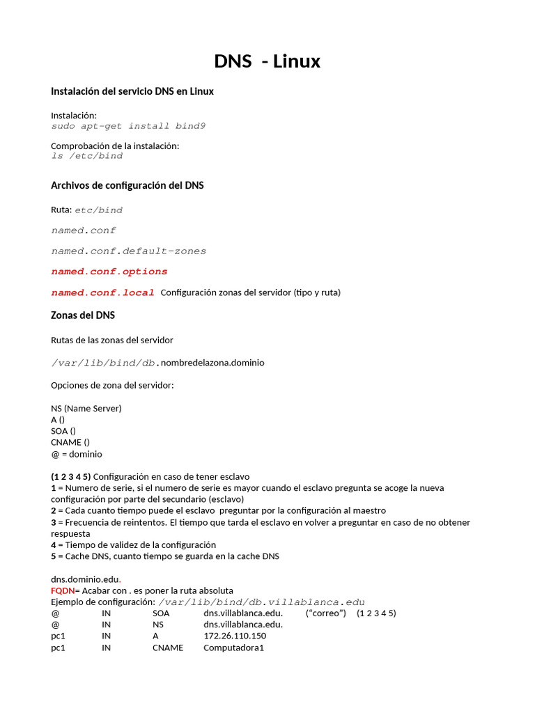 Apuntes DNS Linux Limpios | PDF | sistema de nombres de dominio | Red ...