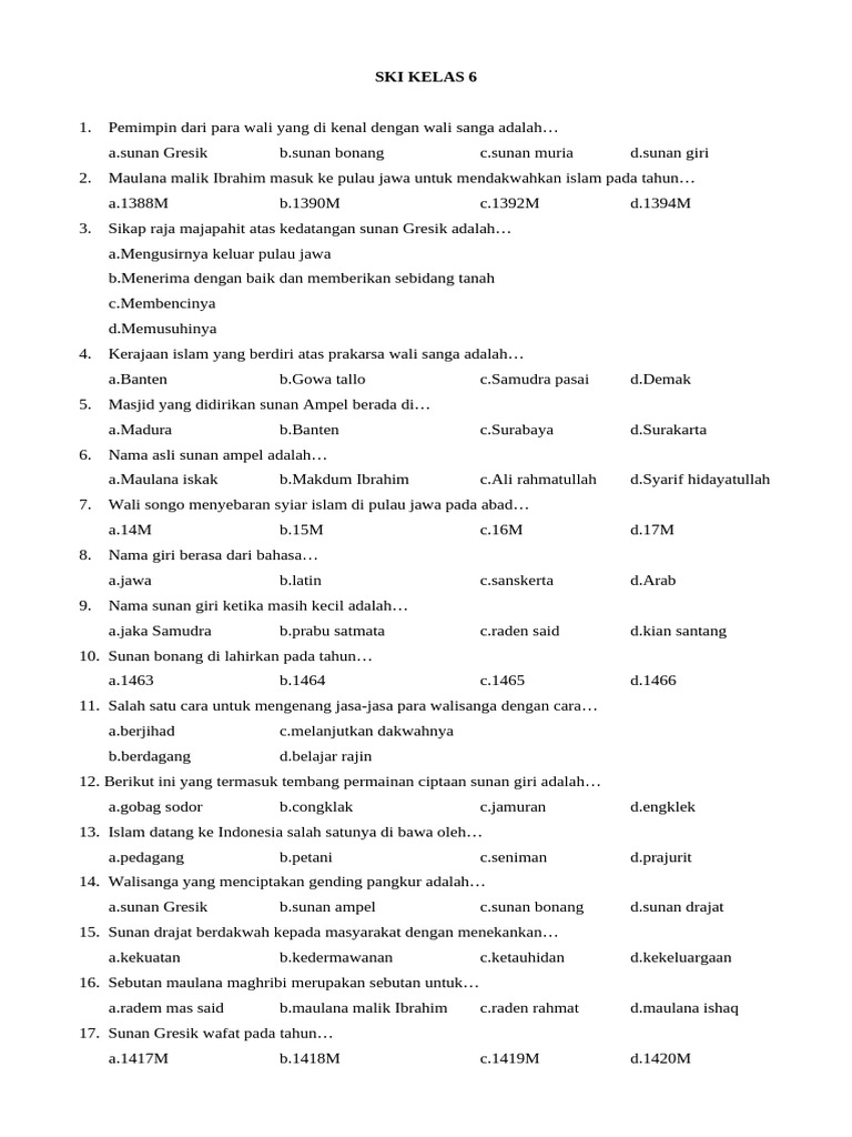 SKI KELAS 6 BU ESTI | PDF