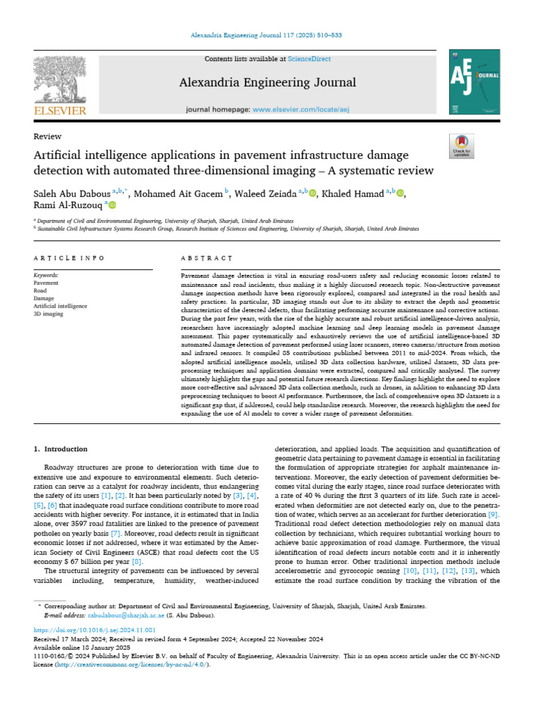 AI in Automated Pavement Damage Detection | PDF | Lidar | Artificial ...