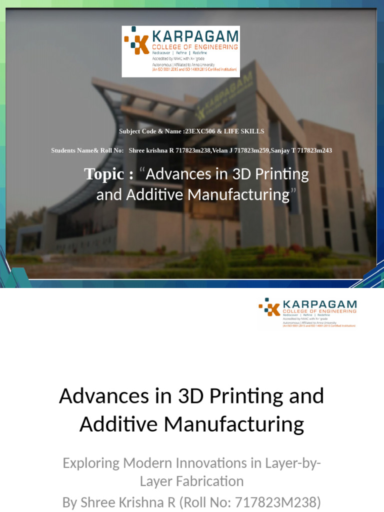 Advances in 3D Printing and Additive Manufacturing 1 | PDF | 3 D ...