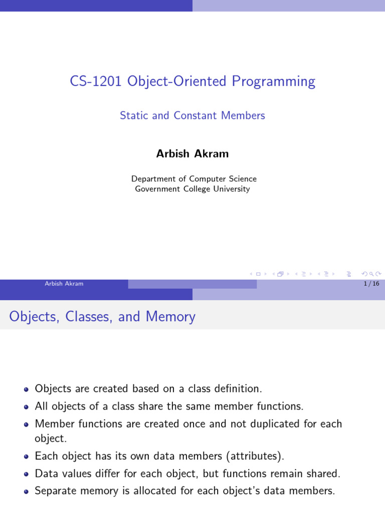 6 Static and Constant Members | PDF | Class (Computer Programming) | Variable (Computer Science)