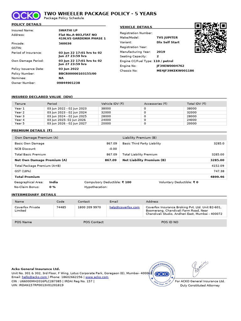 Acko Insurance PDF | PDF | Insurance | Indemnity