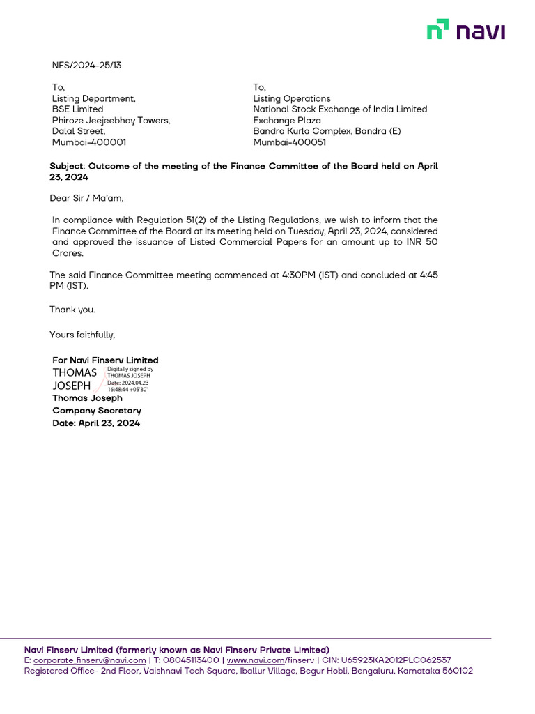 50Cr Listed Commercial Paper Approval | PDF