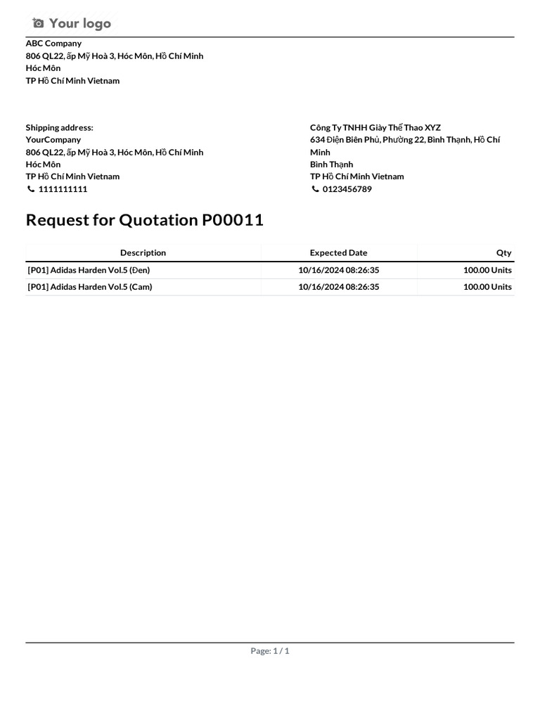 Request For Quotation - P00011 | PDF