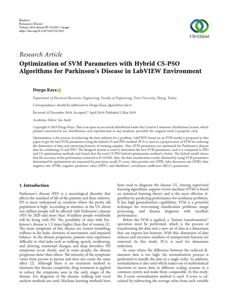 Optimization of SVM Parameters With Hybrid CS-PSO | PDF | Support ...