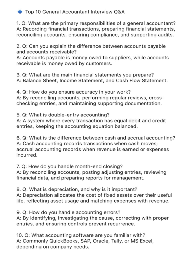 Accountant Interview Q& A | PDF